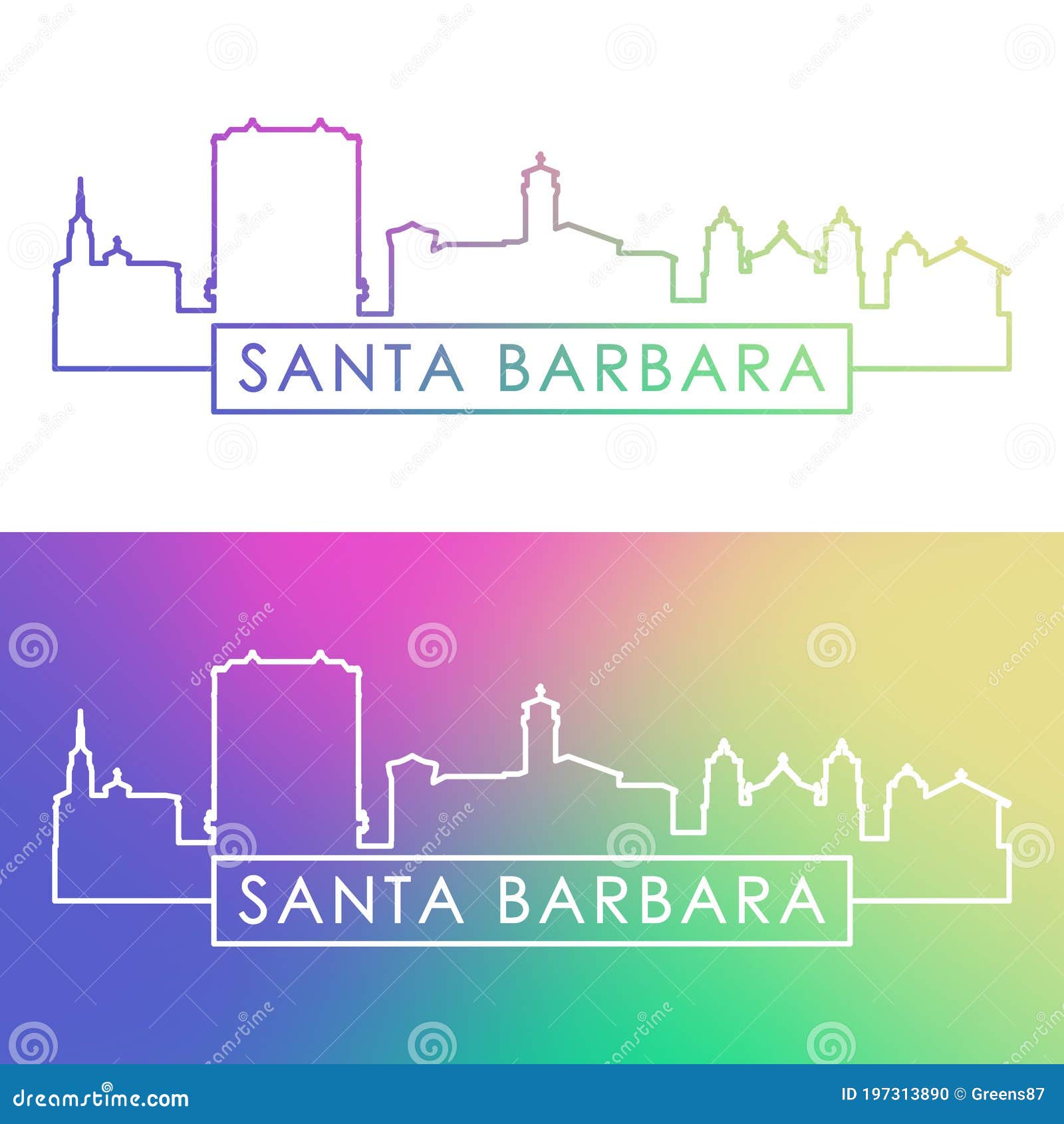 Santa Barbara Skyline. Colorful Linear Style Stock Vector ...