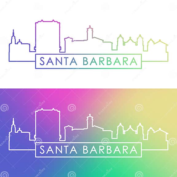 Santa Barbara Skyline. Colorful Linear Style Stock Vector ...