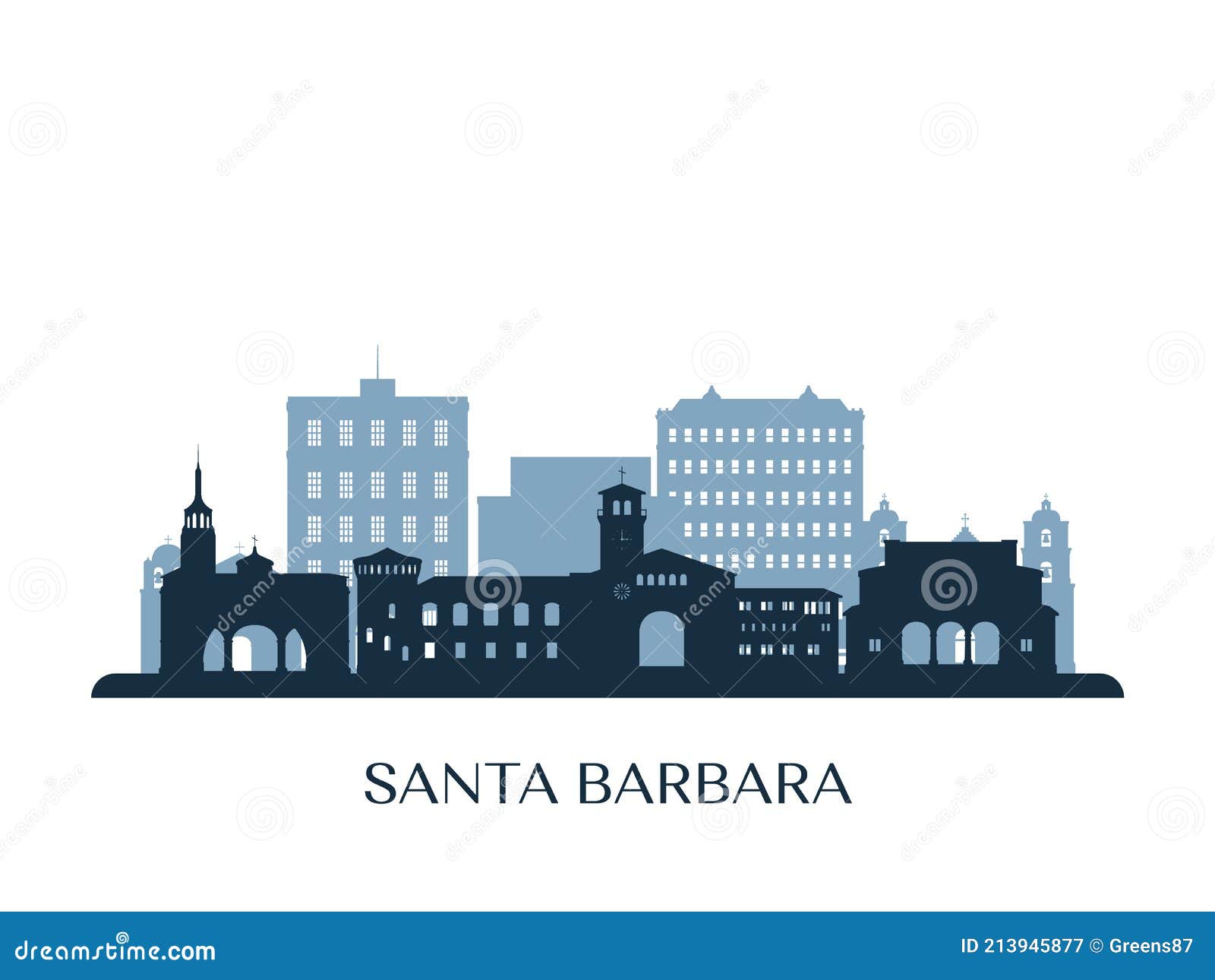 Santa Barbara Skyline, Monochrome Silhouette. Stock Vector ...