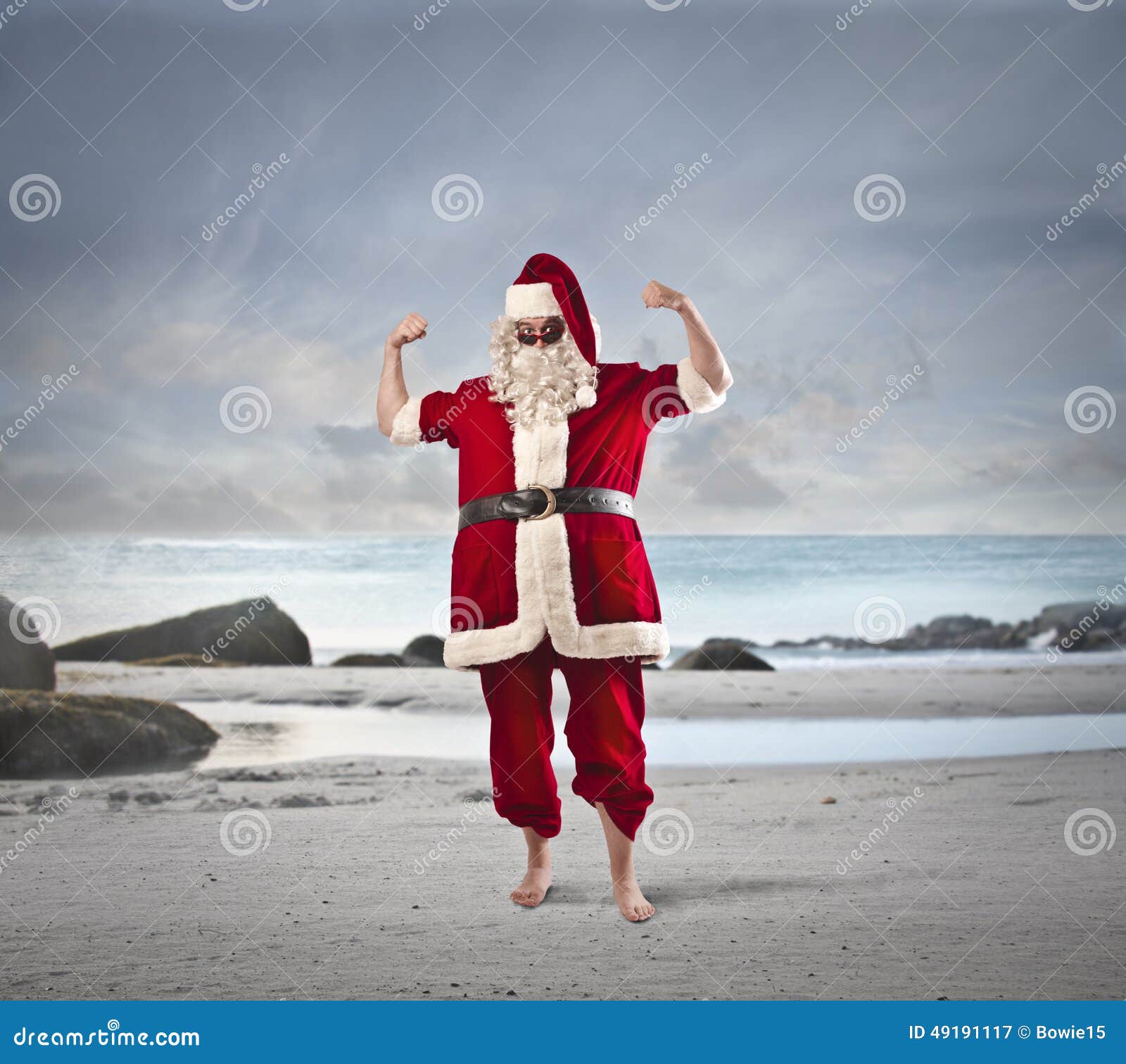 Santa at the beach stock image. Image of beach, claus - 49191117