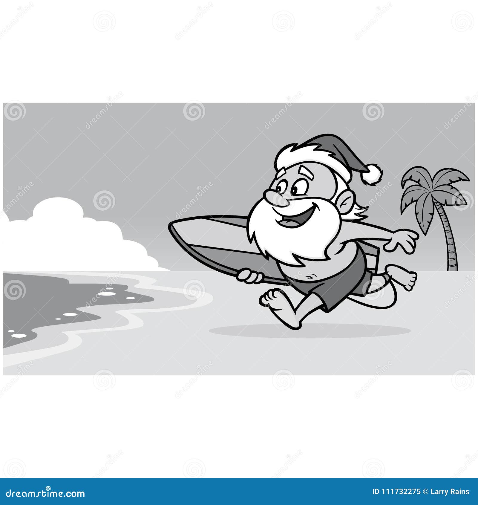 Santa at the Beach Illustration Stock Vector - Illustration of tropical ...