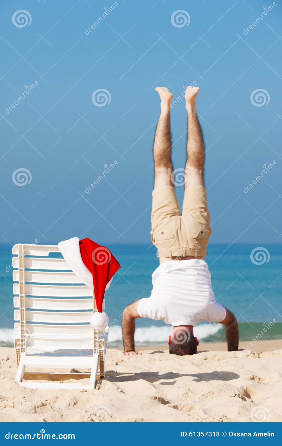 Santa at the beach stock photo. Image of coastline, horizon - 61357318