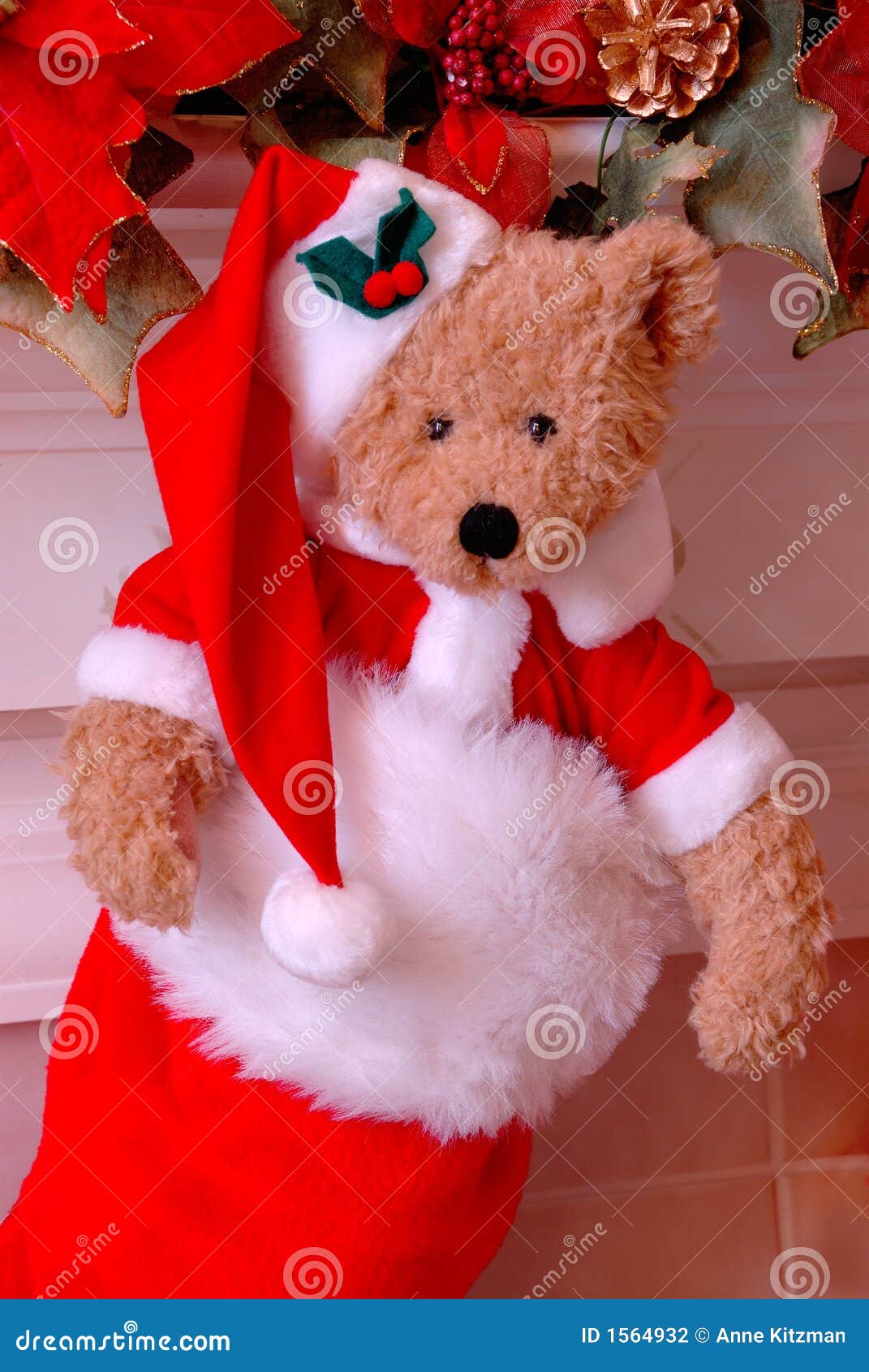 Santa Bear Christmas Stocking Stock Photo - Image of hanging, sock: 1564932