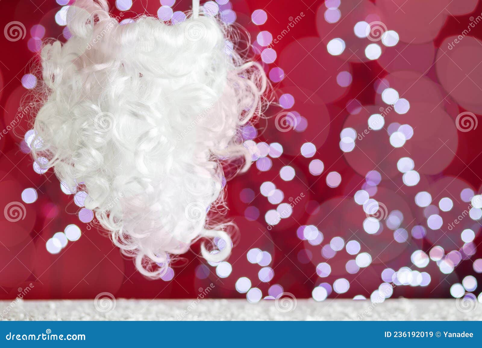 Santa Beard in the Snow, Christmas Card with Lights Background and Copy ...