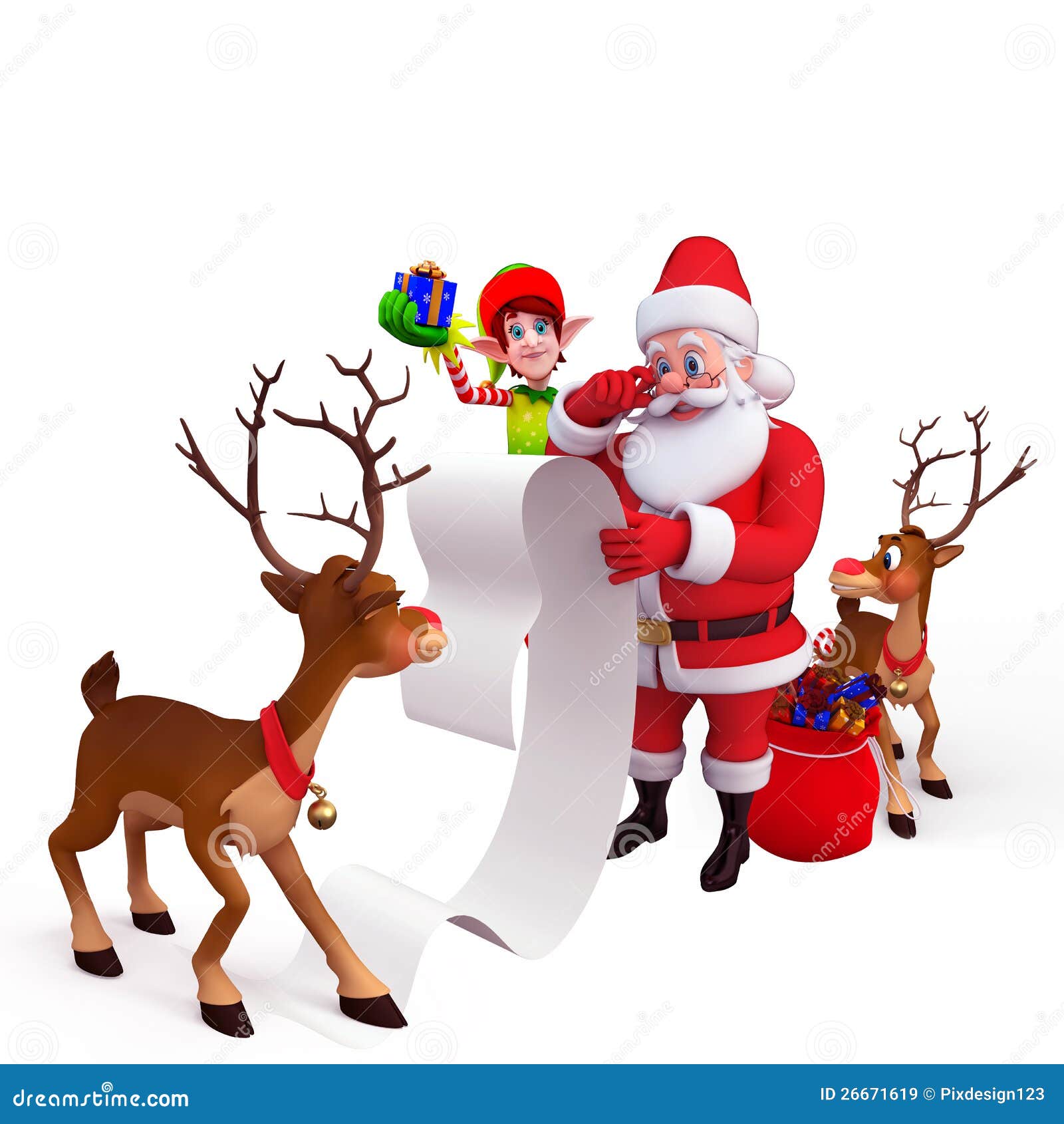 Santa with a big gift list stock illustration. Illustration of gift ...