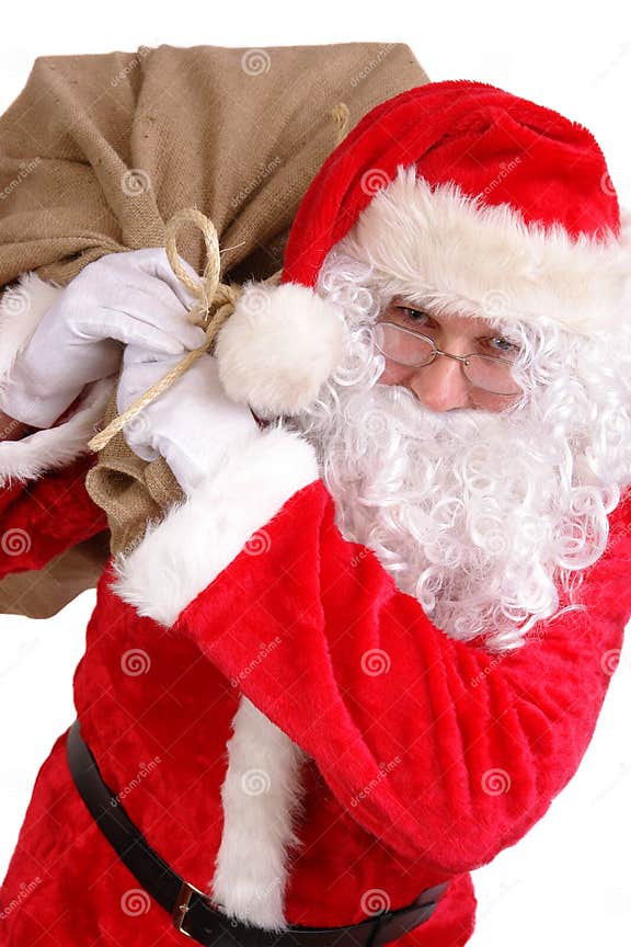 Santa with big sack stock image. Image of carry, heavy - 7279581