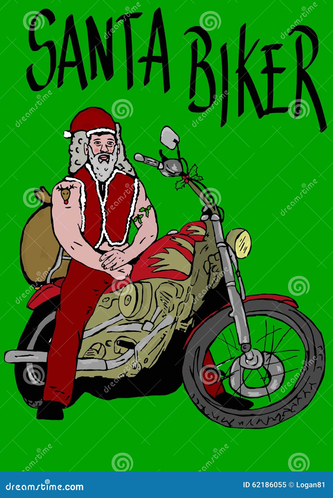 Santa biker stock illustration. Illustration of rider - 62186055