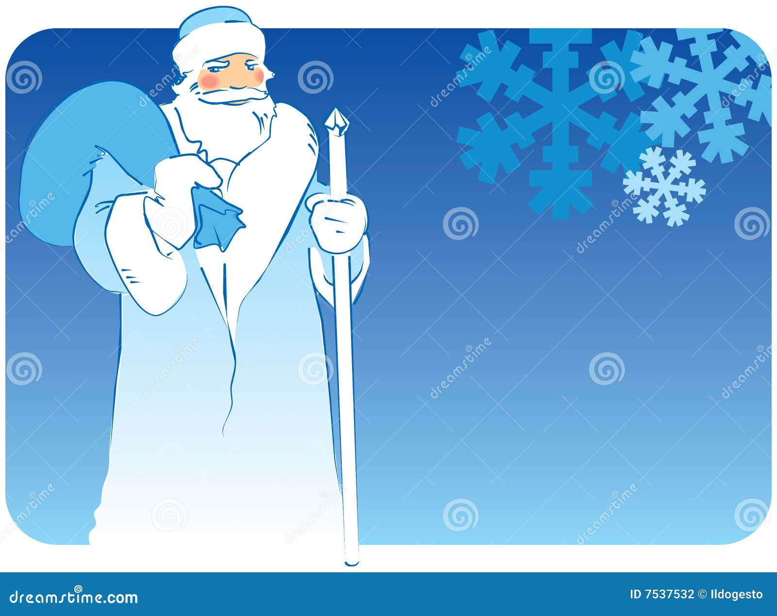 Santa in blue dress stock vector. Illustration of horizontal - 7537532