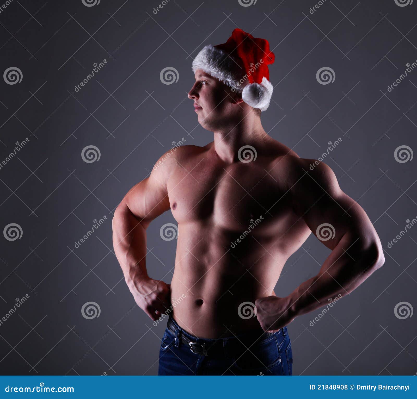 Santa bodybuilder stock photo. Image of young, person - 21848908