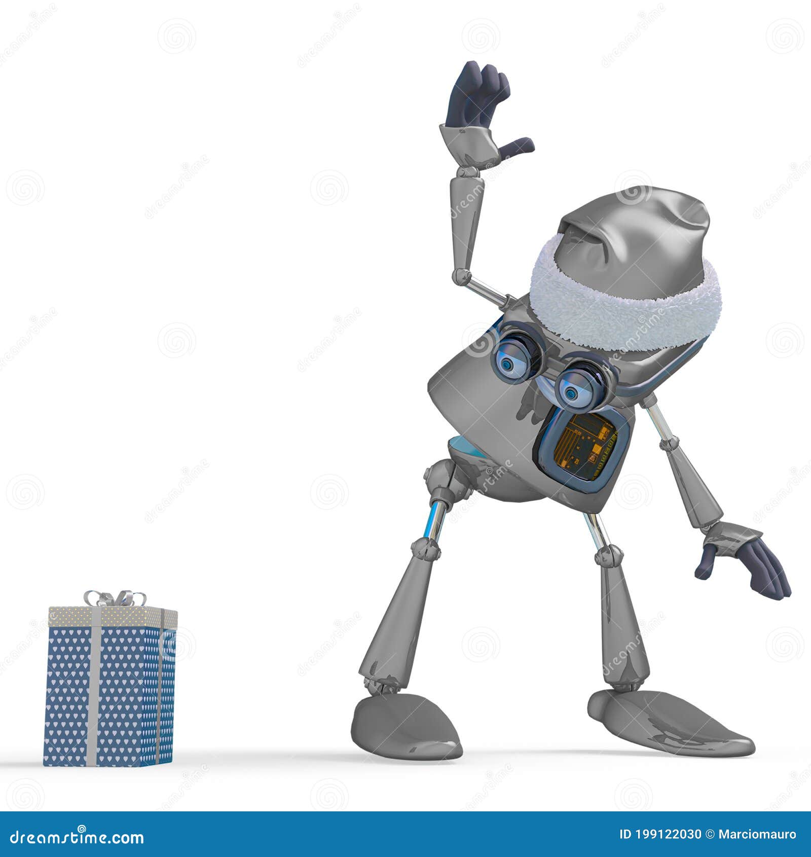 Santa Bot Asking Where is the Gift in White Background Stock ...