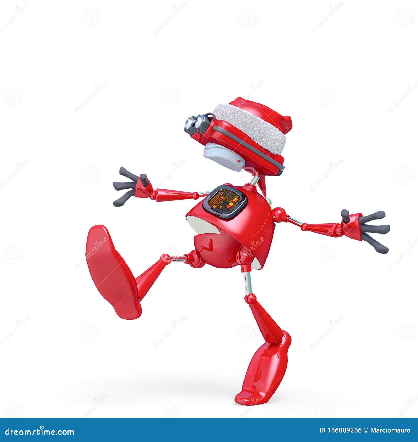 Santa Bot Doing a Happy Walk in White Background Stock Illustration ...