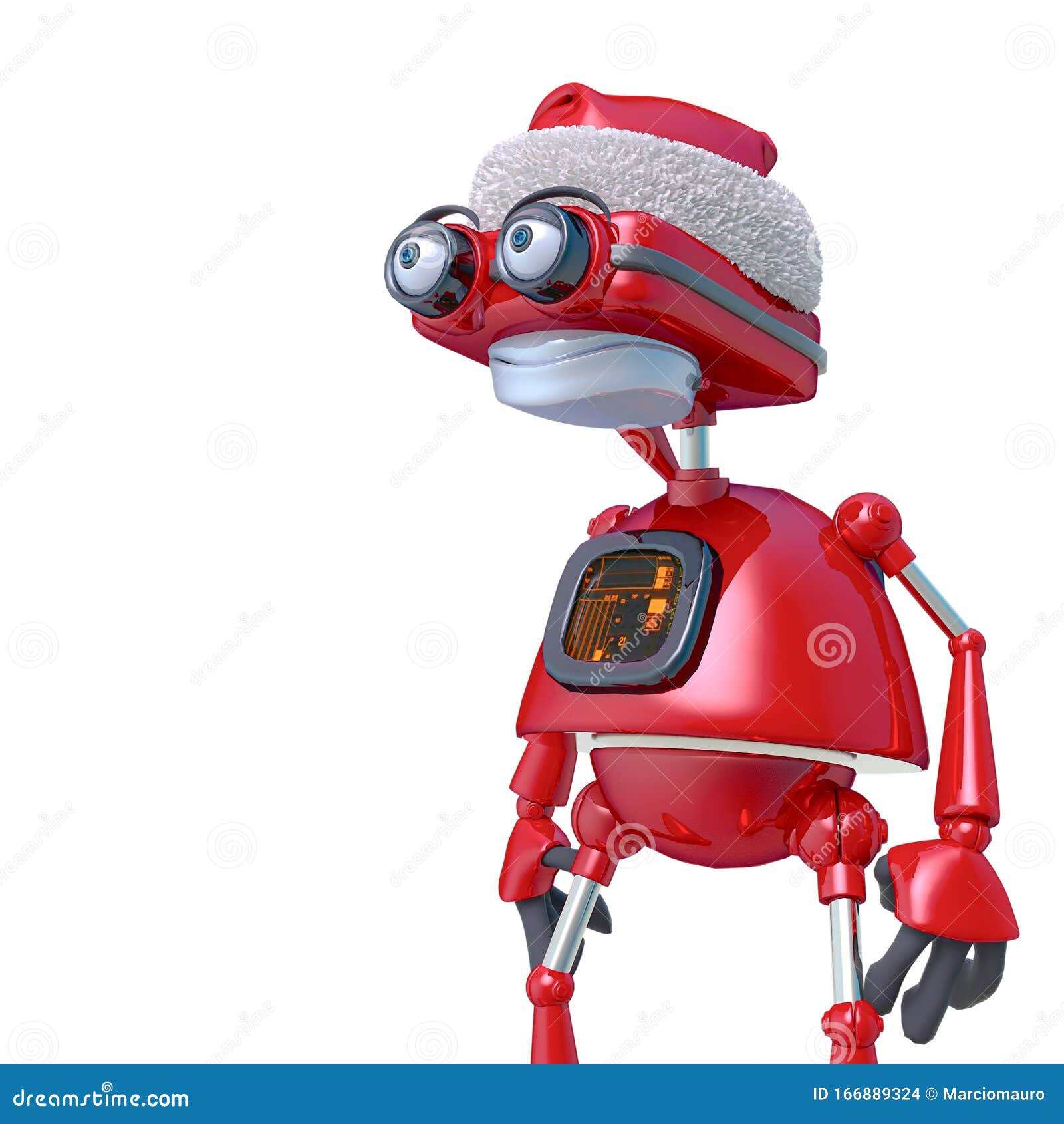 Santa Bot Looking Up in White Background Stock Illustration ...