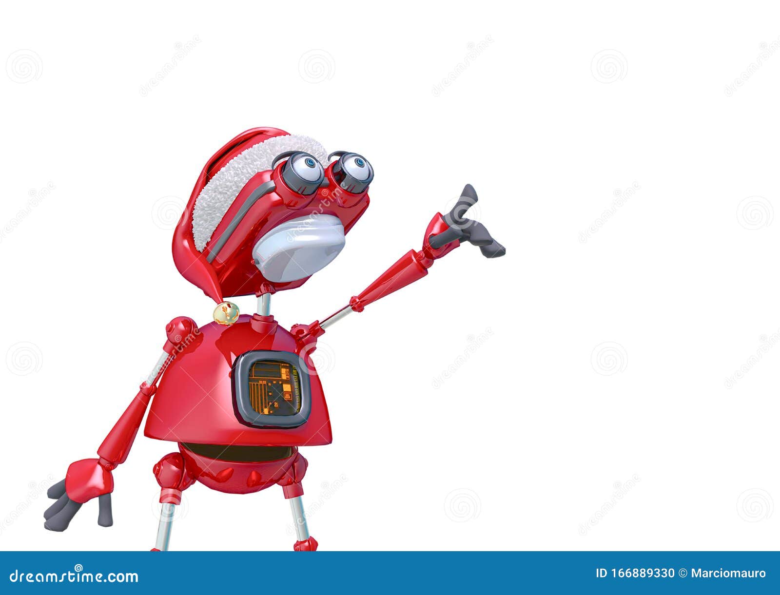 Santa Bot Pointing Up in White Background Stock Illustration ...