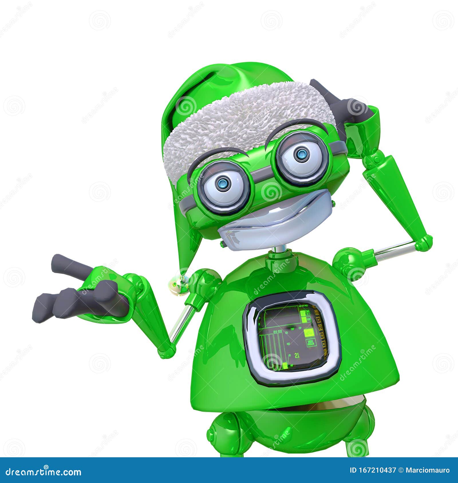 Santa Bot Thinking about in White Background Stock Illustration ...