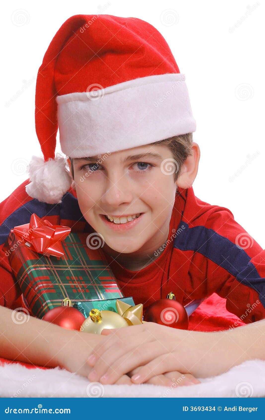 Santa boy with presents stock photo. Image of december - 3693434