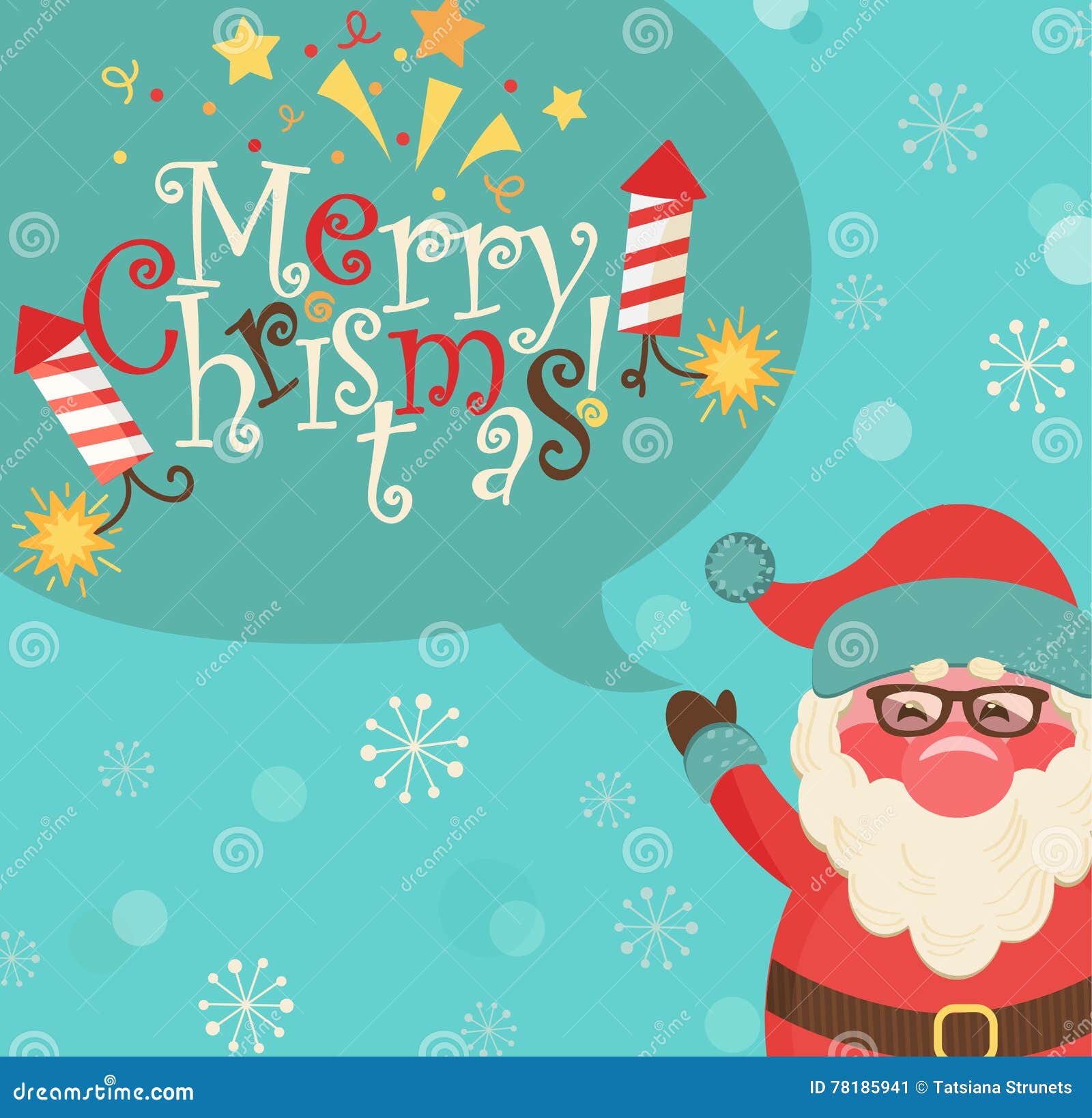 Santa and Bubble with Lettering. Stock Vector - Illustration of border ...