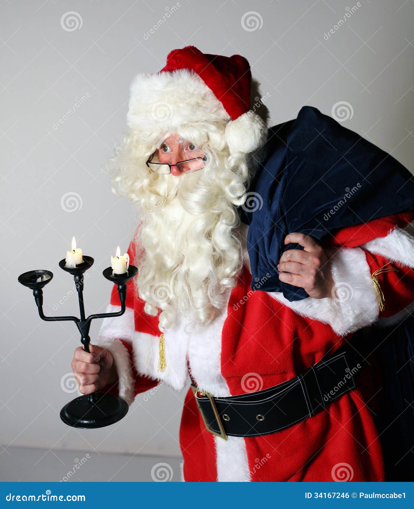 Santa with candlestick stock photo. Image of toys, beard - 34167246