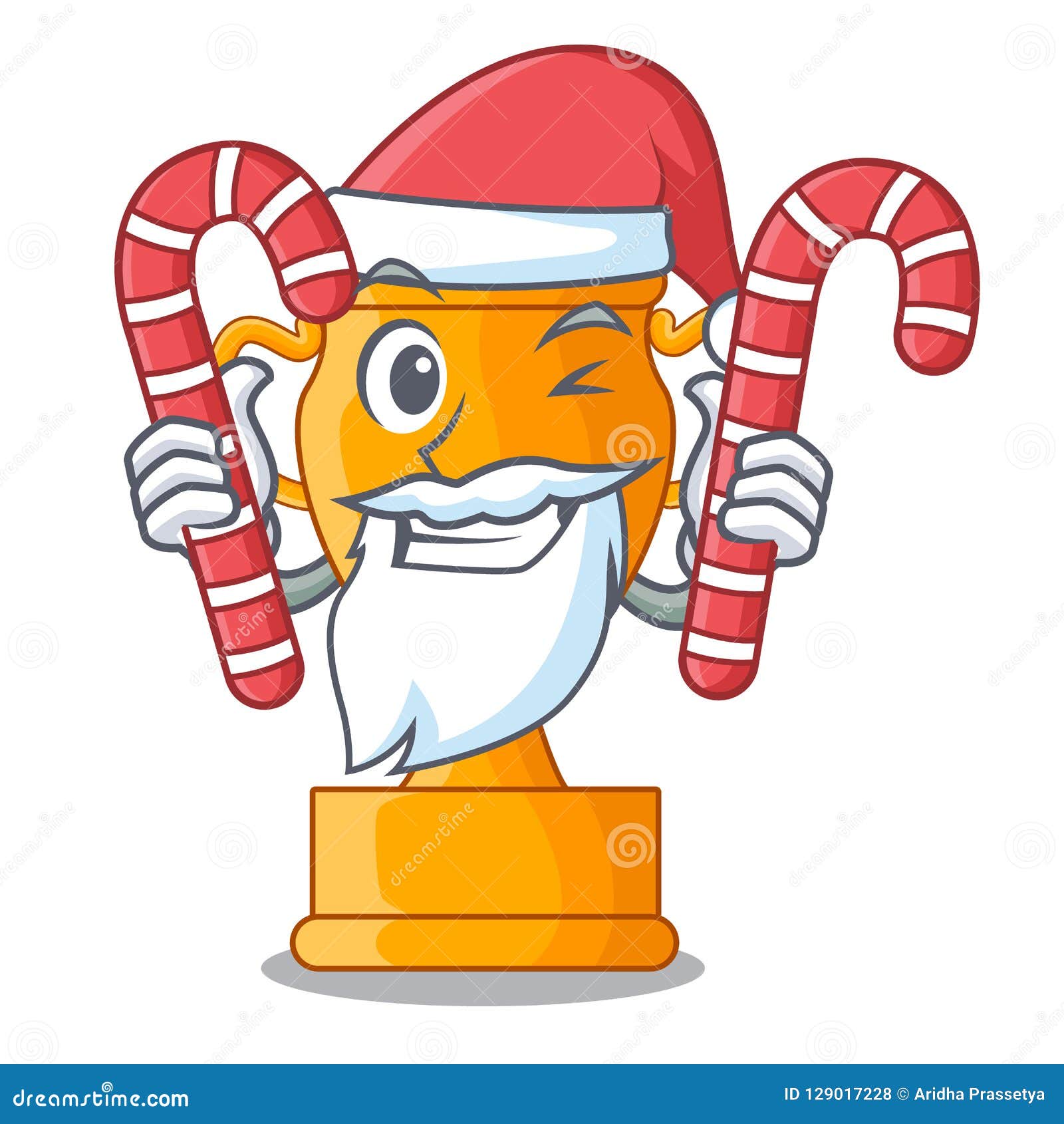 Santa with Candy Golden Trophy Cup Isolated on Mascot Stock Vector ...