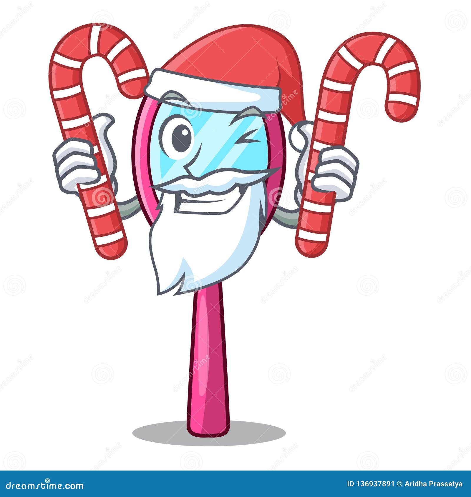 Santa with Candy Handheld Mirror at the Cartoon Table Stock Vector ...