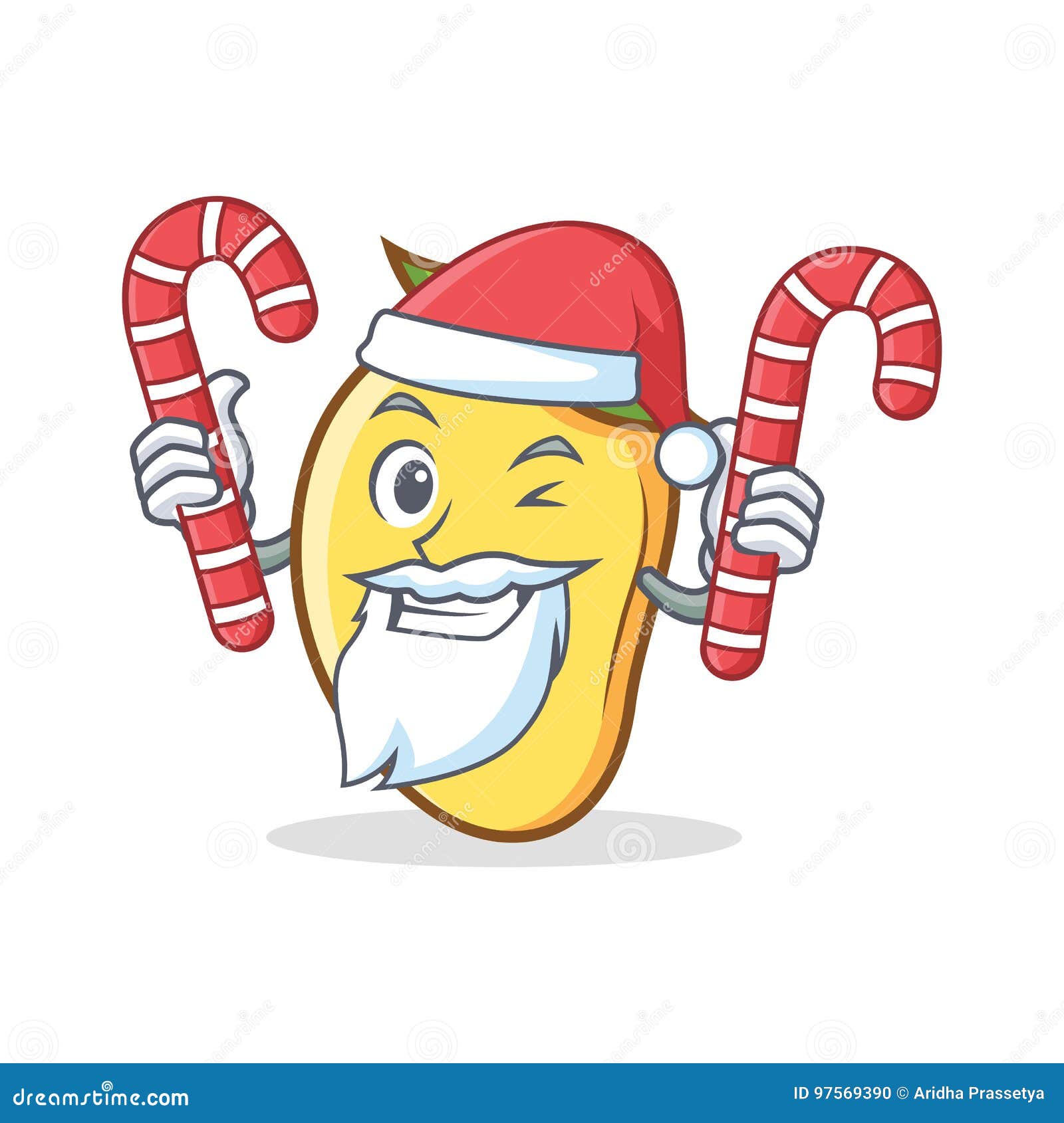 Santa with Candy Mango Character Cartoon Mascot Stock Vector ...