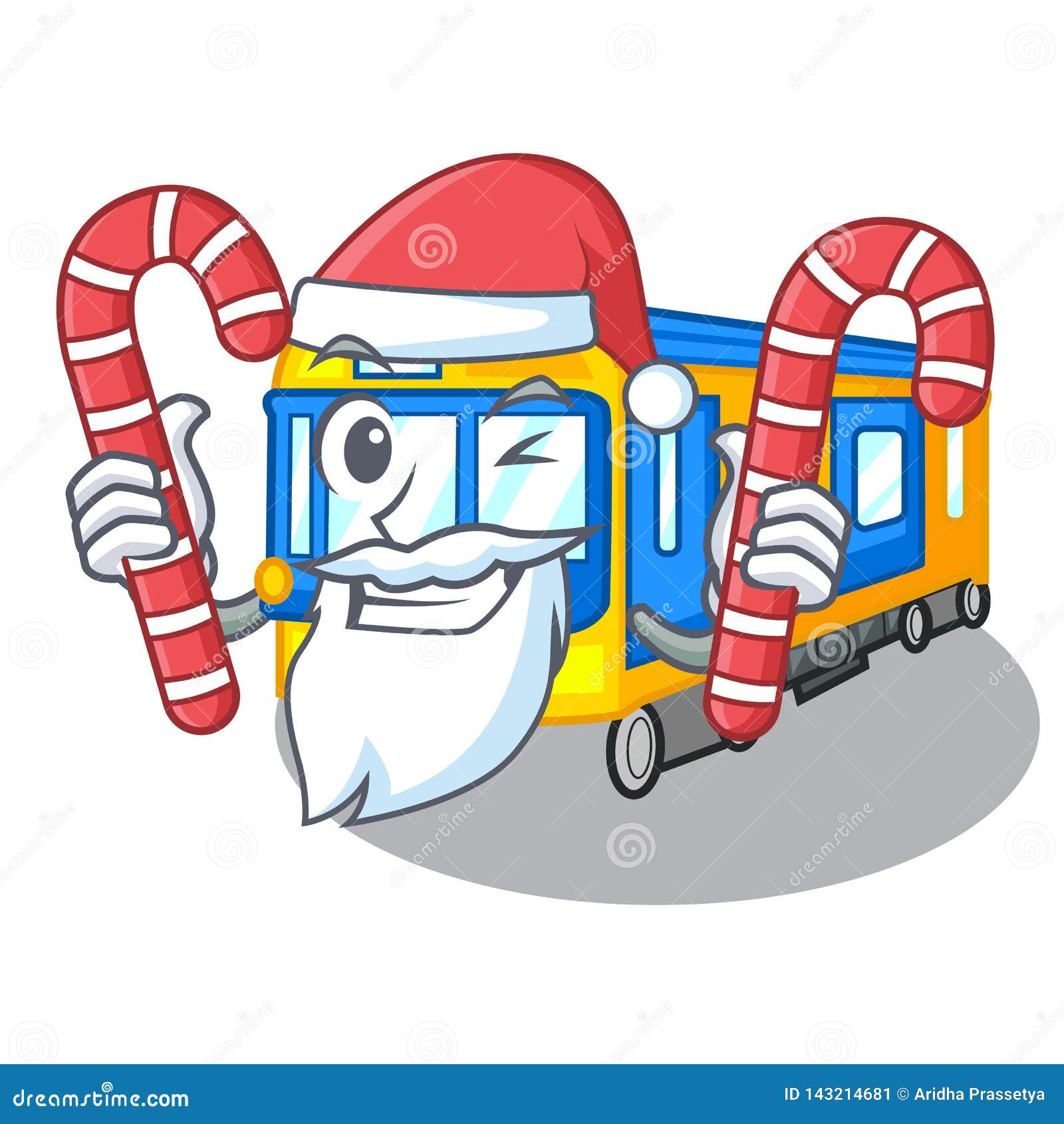 Santa with Candy Miniature Subway Train Cartoon Above Table Stock ...