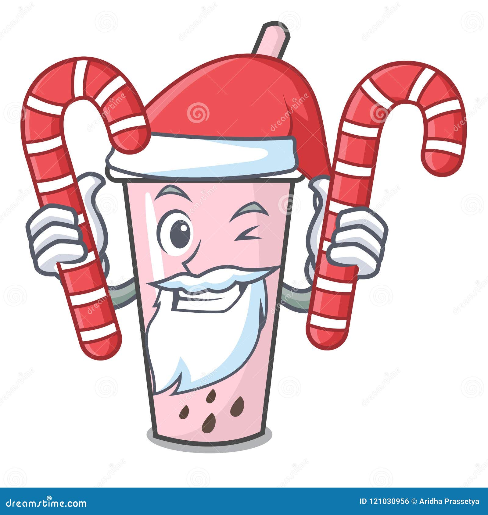 Santa with Candy Raspberry Bubble Tea Character Cartoon Stock Vector ...
