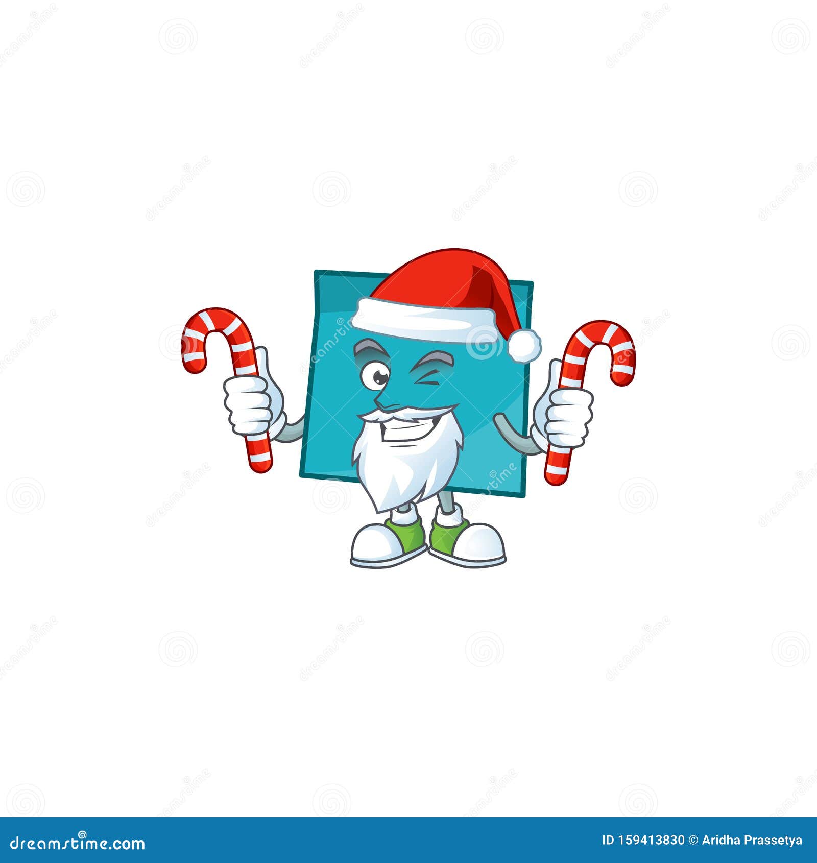 Santa with Candy Rectangle Sticker Paper in Cartoon Character Stock ...