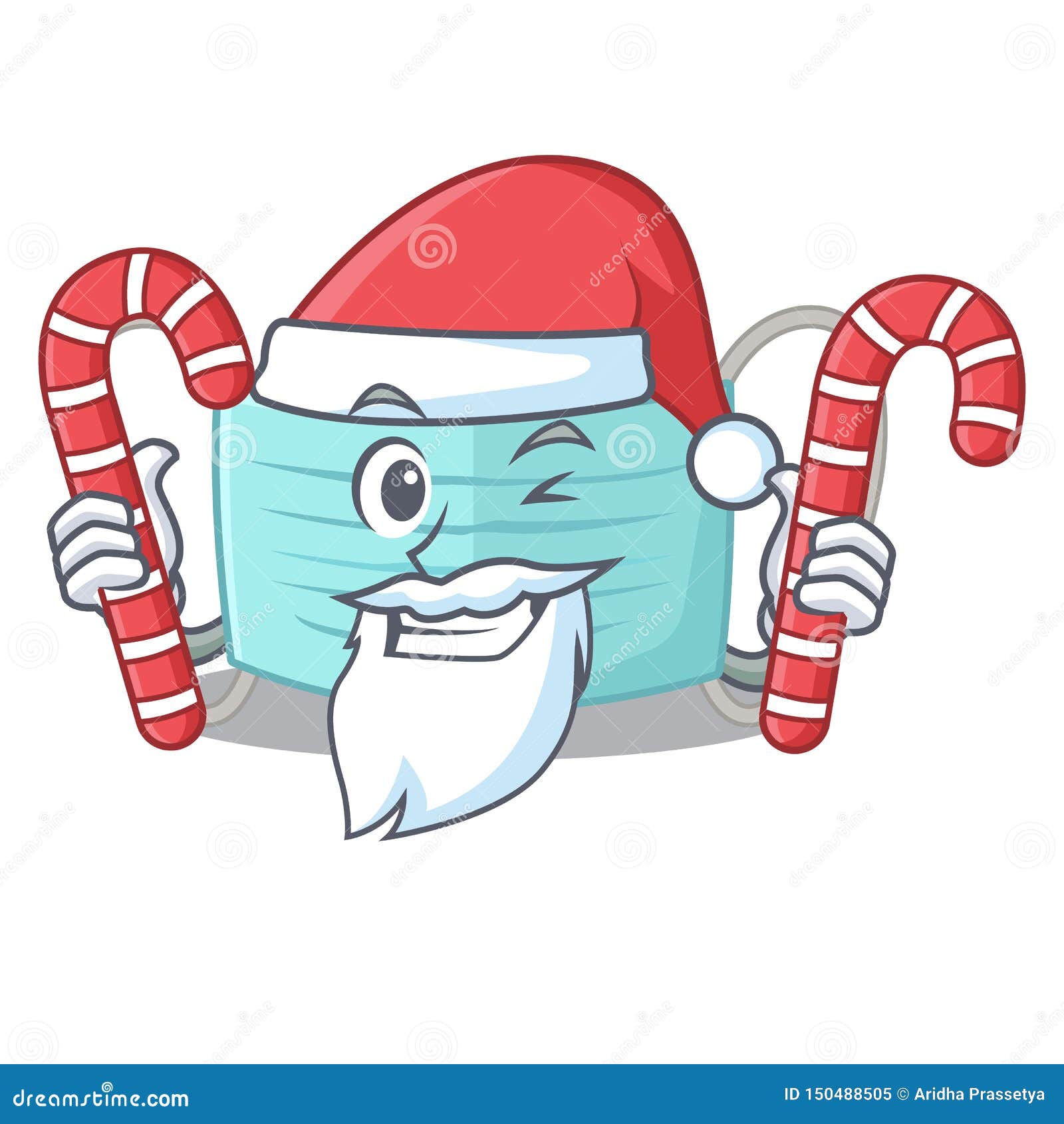 Santa With Candy Green Crayons In The Cartoon Gutters Vector ...