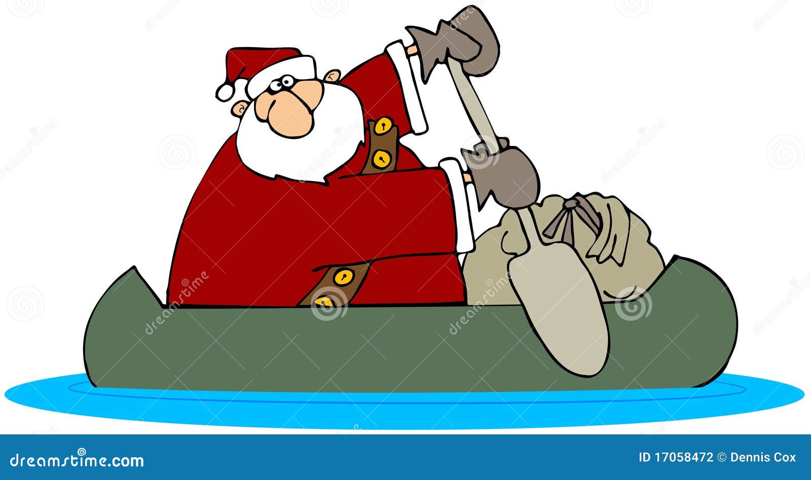 Santa in a Canoe stock illustration. Illustration of boat - 17058472