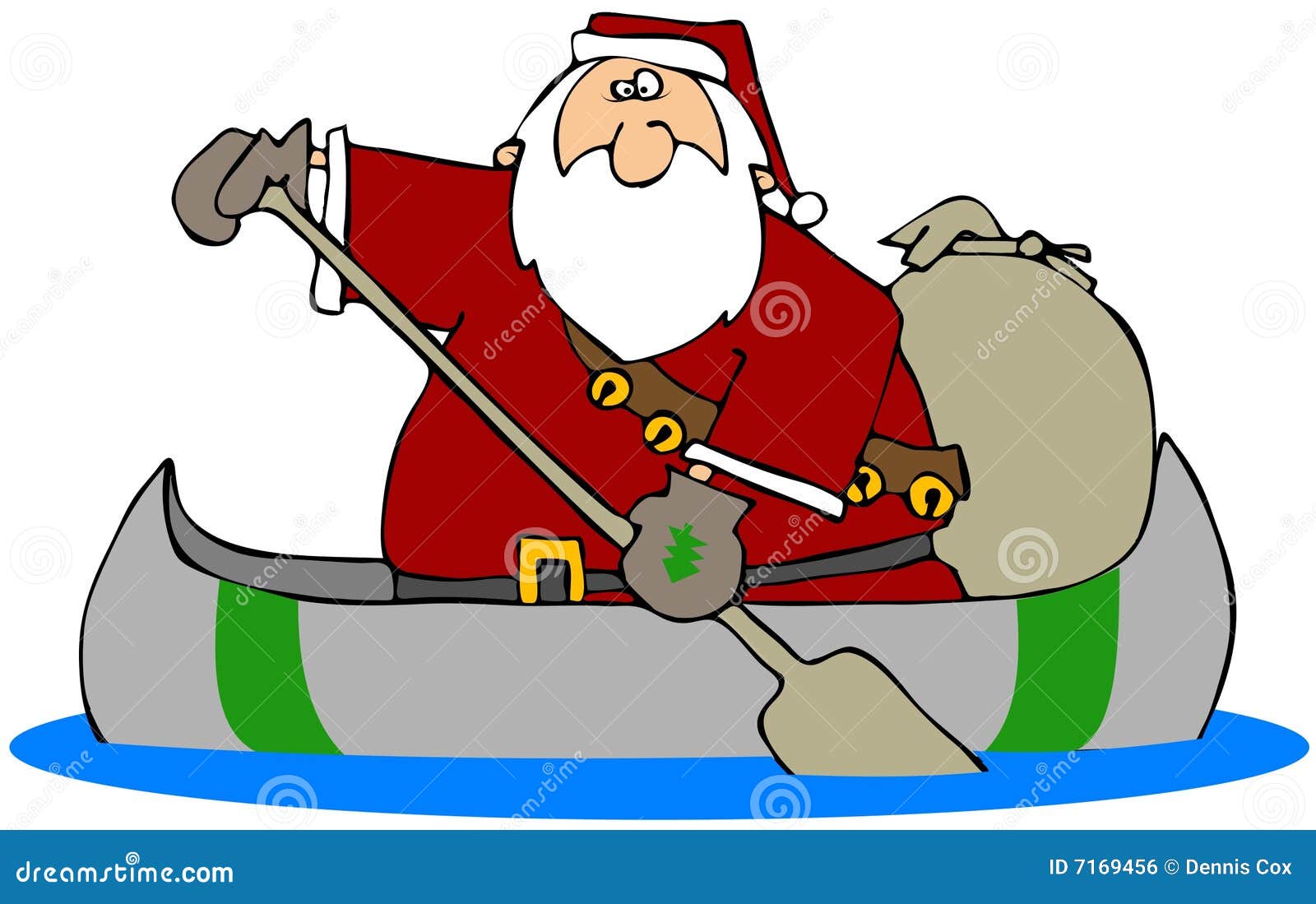 Santa in a Canoe stock illustration. Illustration of holiday - 7169456