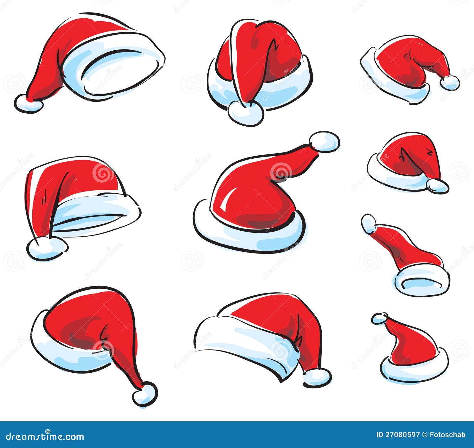 Santa cap vector set stock vector. Illustration of holiday - 27080597
