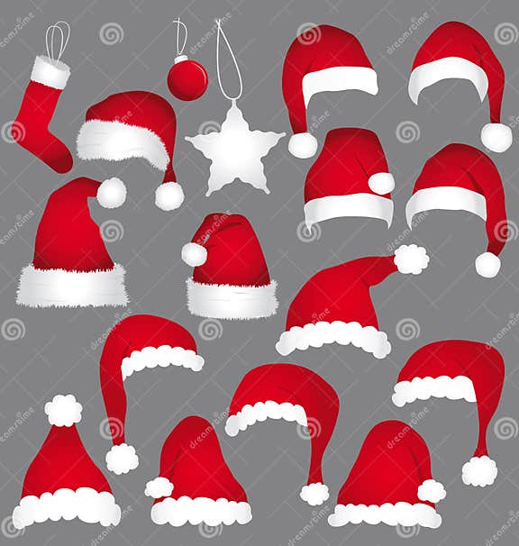Santa caps collection. stock vector. Illustration of fluffy - 27508627