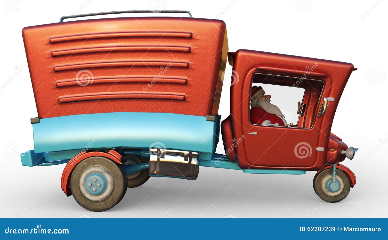 Santa Car Side View and Santa Helper Going To Xmas Stock Illustration ...
