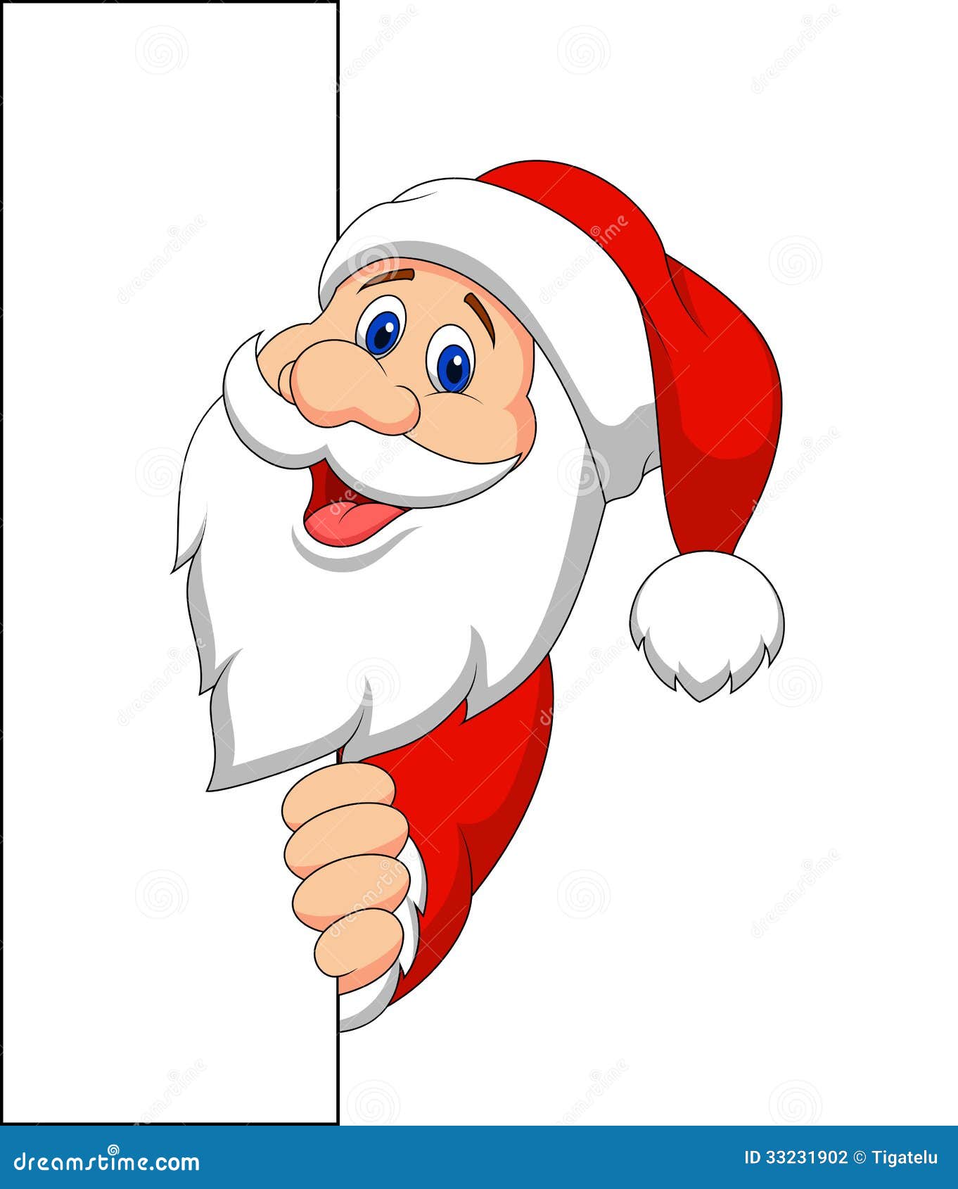 Santa Cartoon with Blank Sign Stock Vector - Illustration of invitation ...