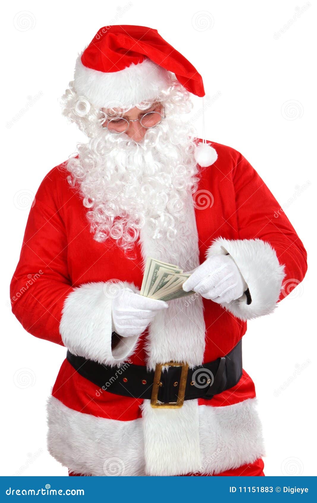 Santa with cash stock image. Image of coin, bill, holy - 11151883