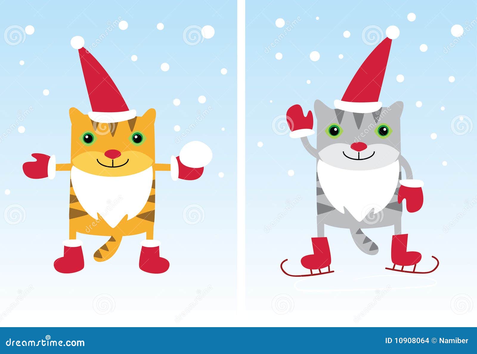 Santa Cats stock illustration. Illustration of cute, snowing - 10908064