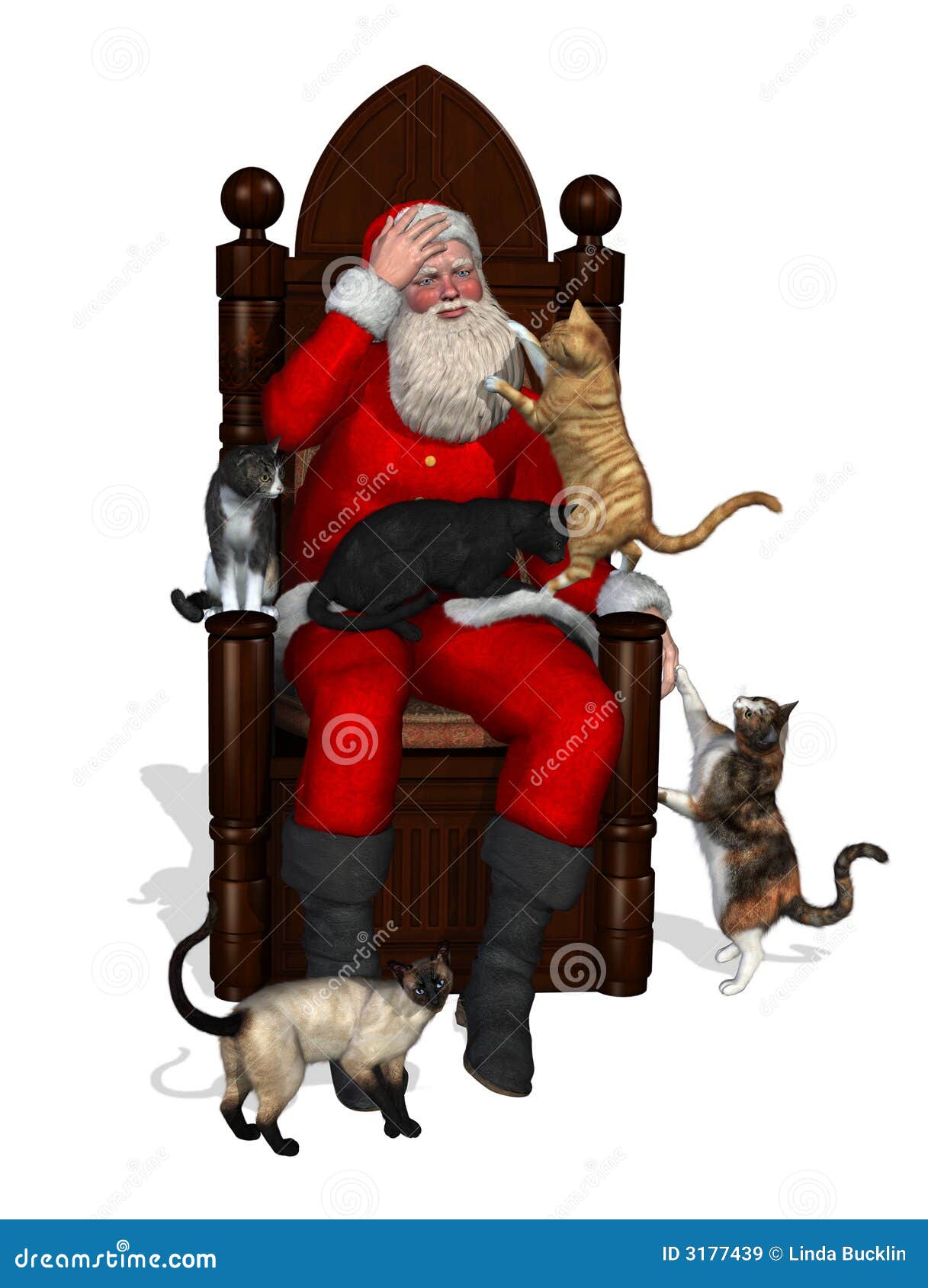 Santa and the Cats stock illustration. Illustration of christmas - 3177439