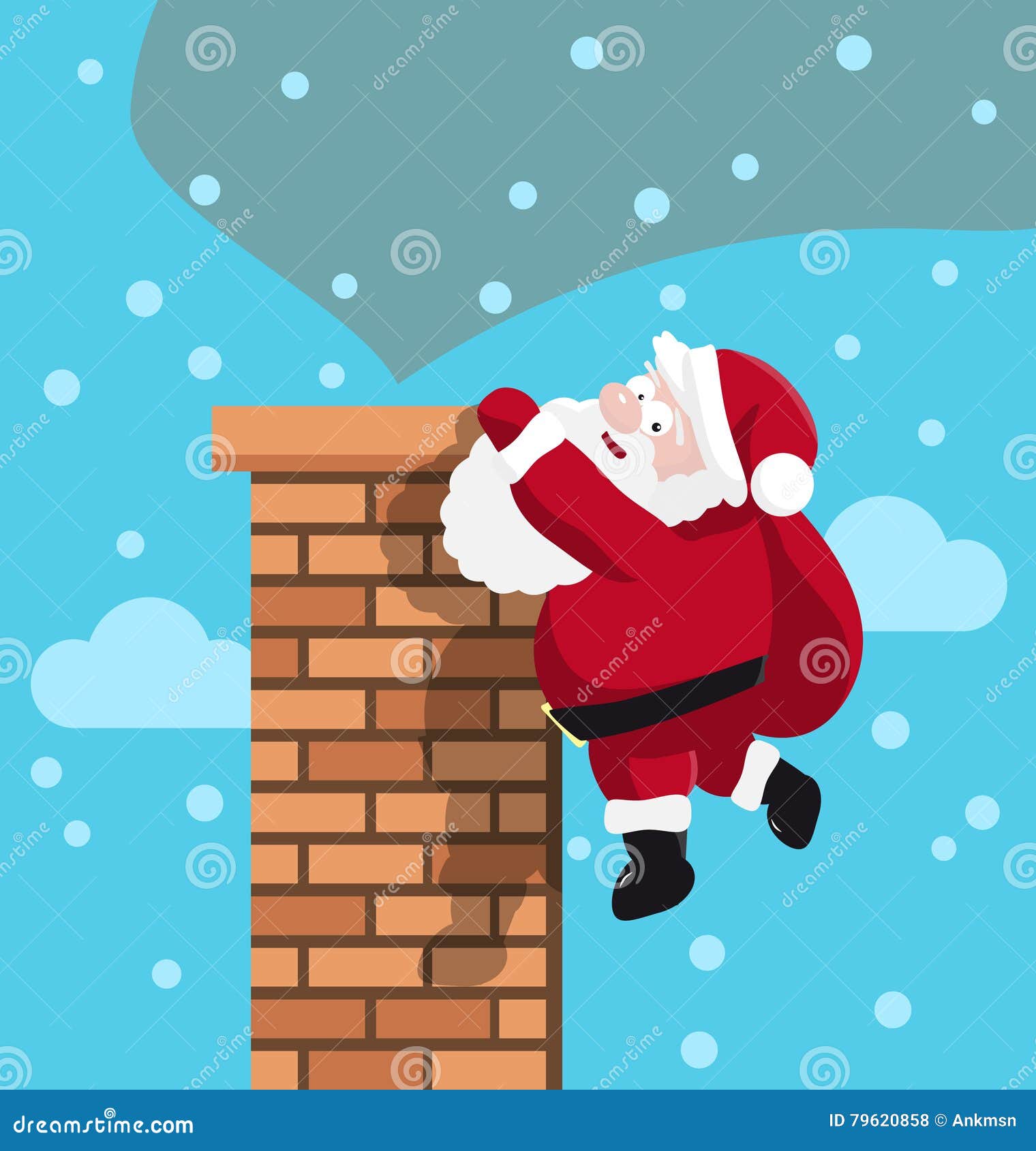 Santa in chimney stock vector. Illustration of claus - 79620858