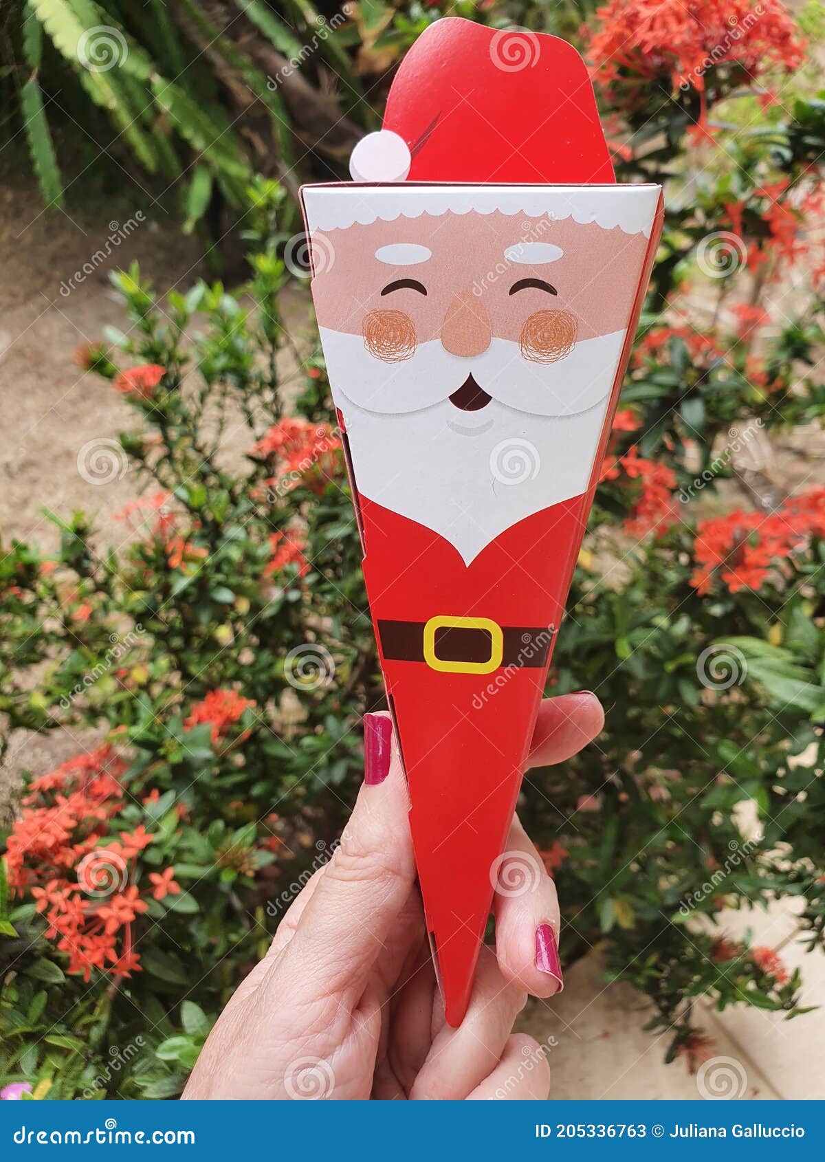 Santa chocolate cone stock image. Image of clothing - 205336763