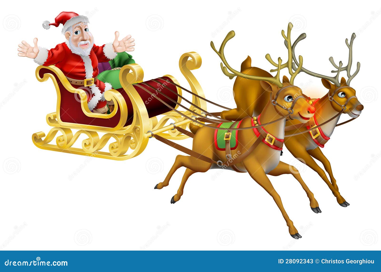 Santa Christmas Sled stock vector. Illustration of nose - 28092343