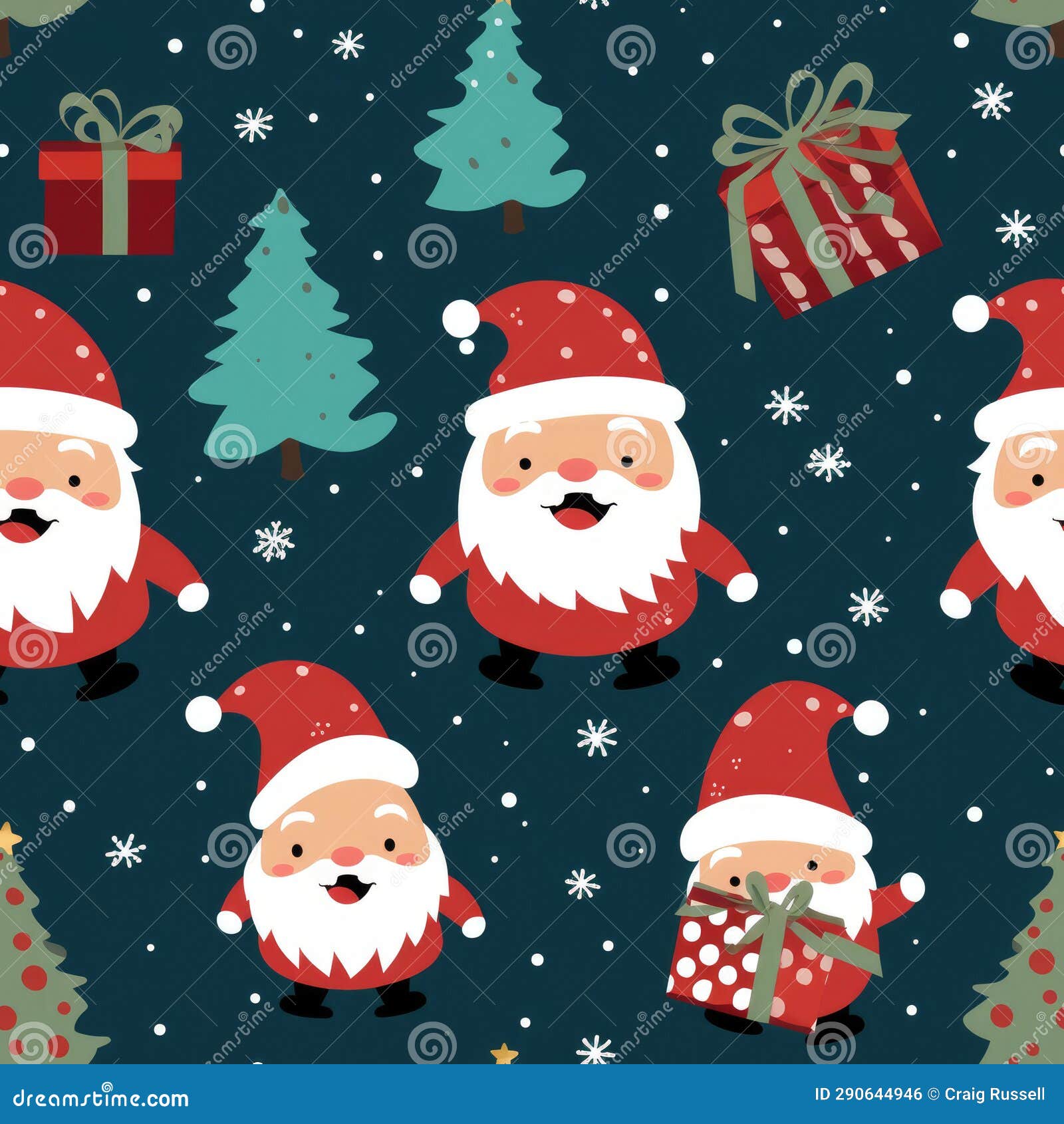 Santa Christmas Theme Background Seamless Stock Illustration ...