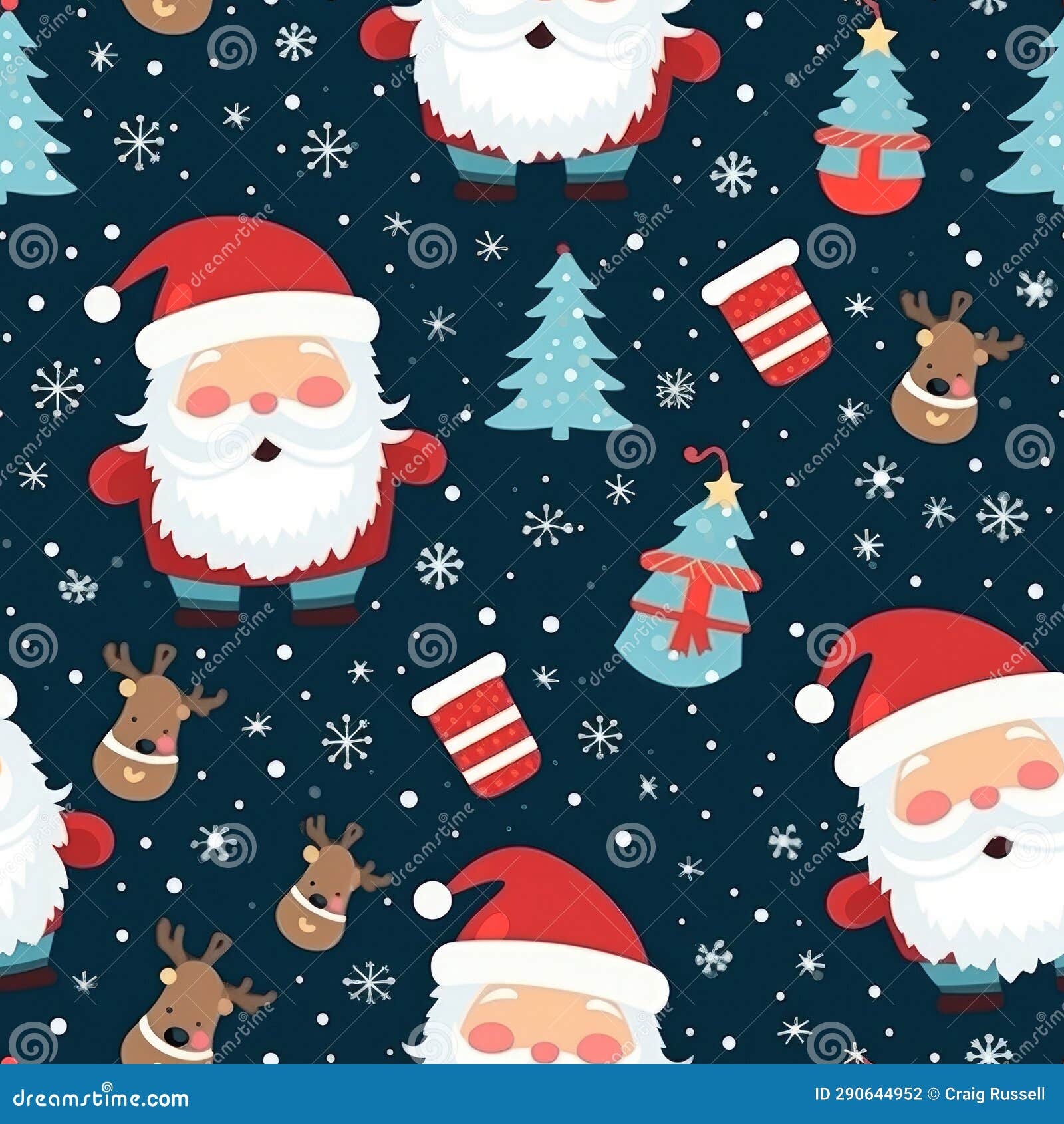 Santa Christmas Theme Background Seamless Stock Illustration ...