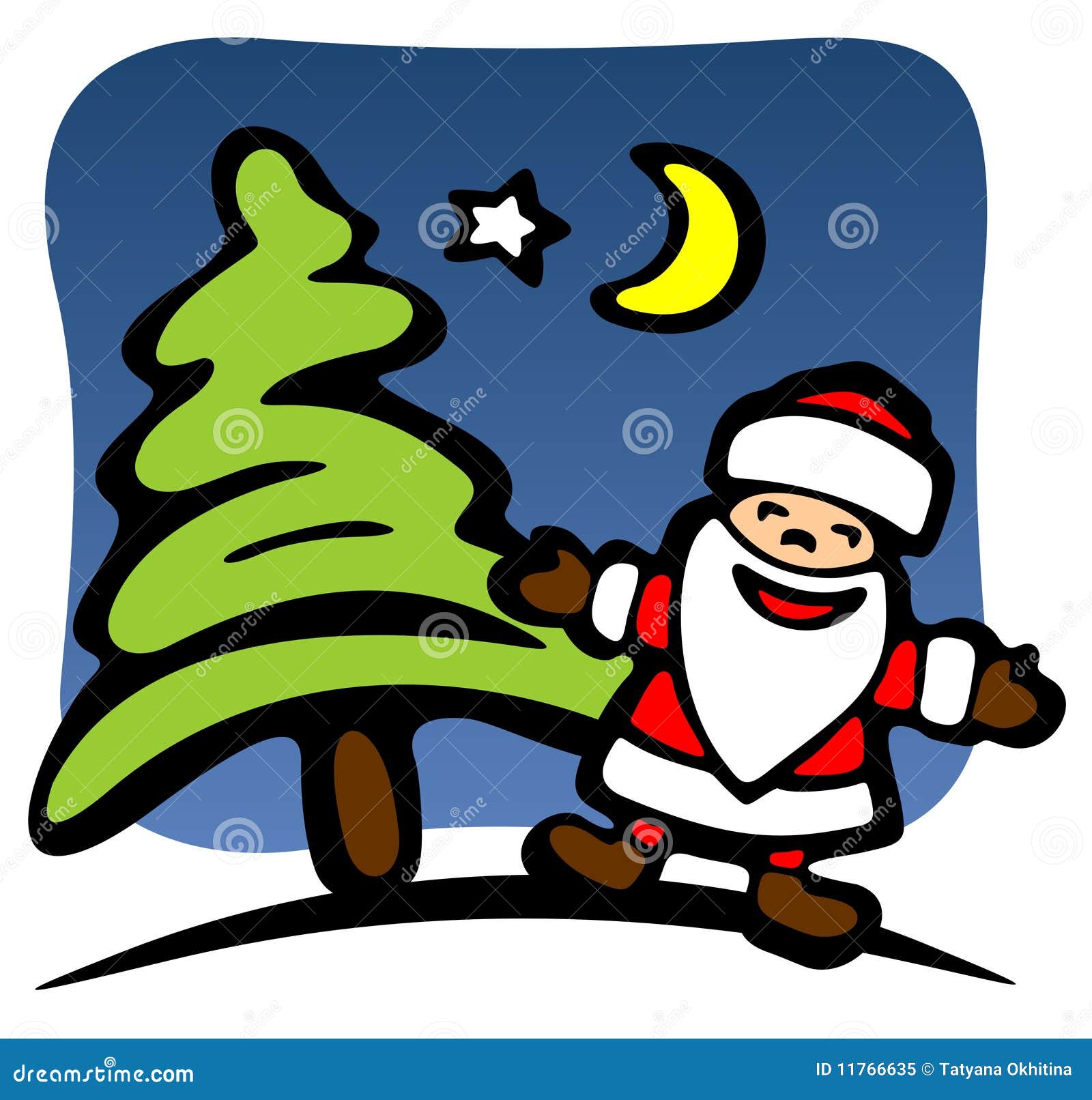 Santa and Christmas tree stock vector. Illustration of graphics - 11766635