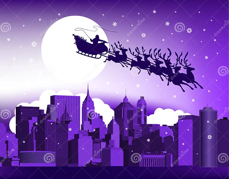 Santa in the city. stock vector. Illustration of urban - 16442326