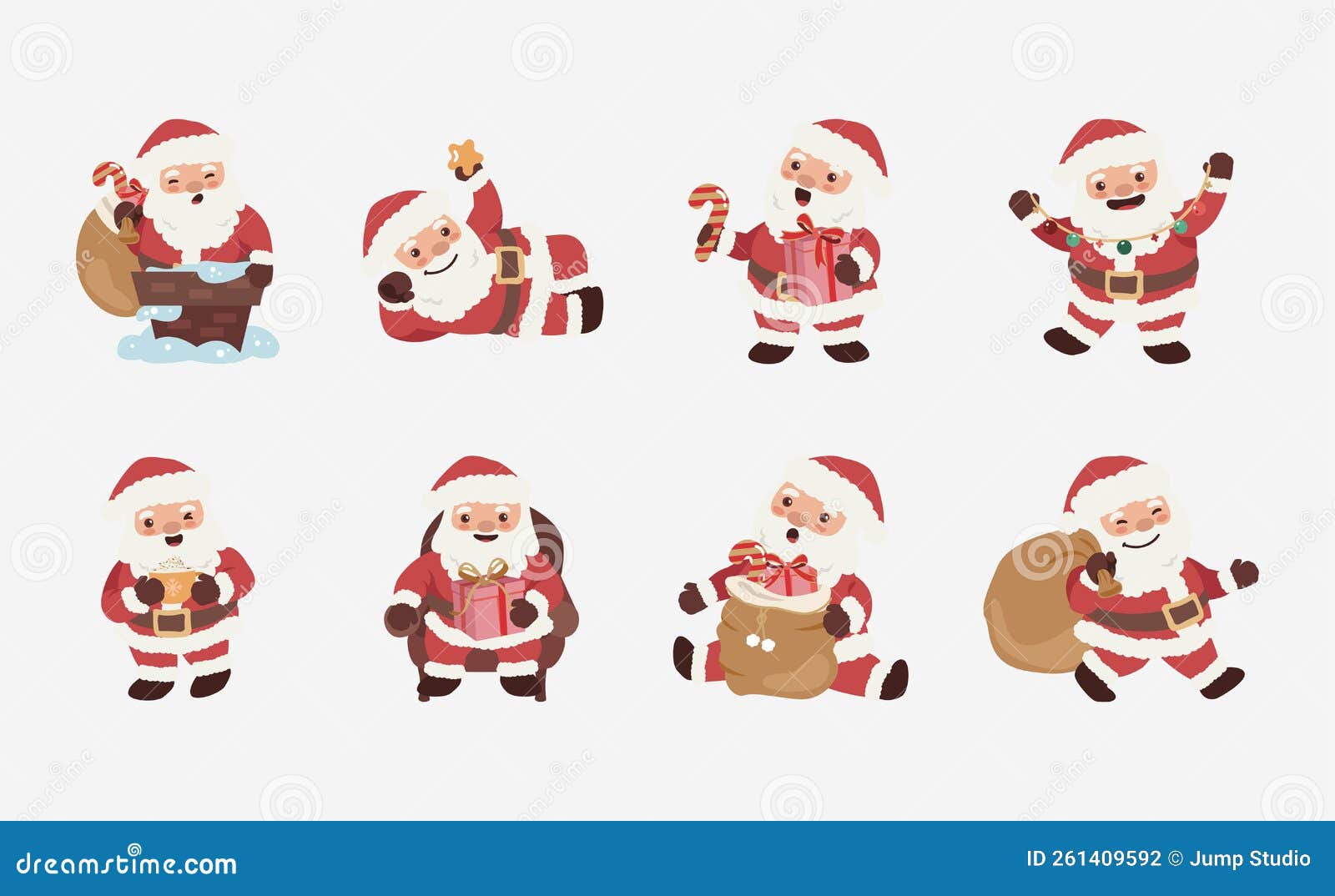 Santa Claus Vector in Flat Design Stock Vector - Illustration of socks ...