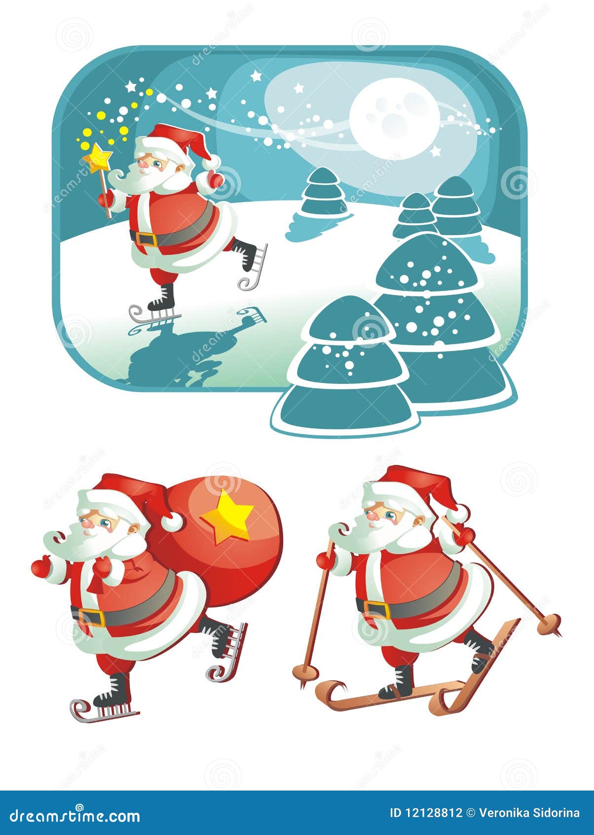 Santa Claus in Action_Christmas Stock Vector - Illustration of skates ...