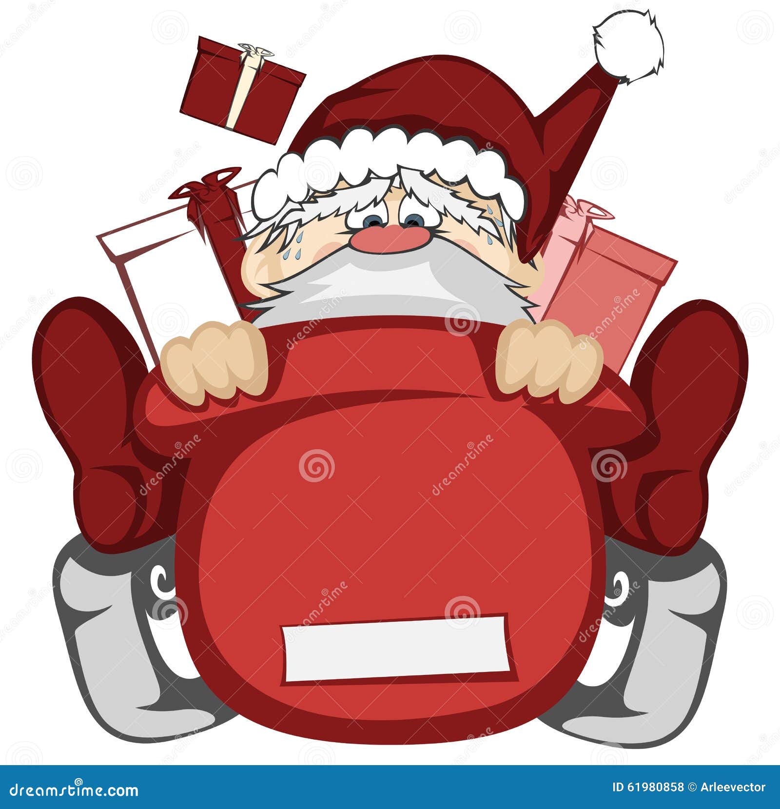 Santa Claus in action stock vector. Illustration of ribbon - 61980858