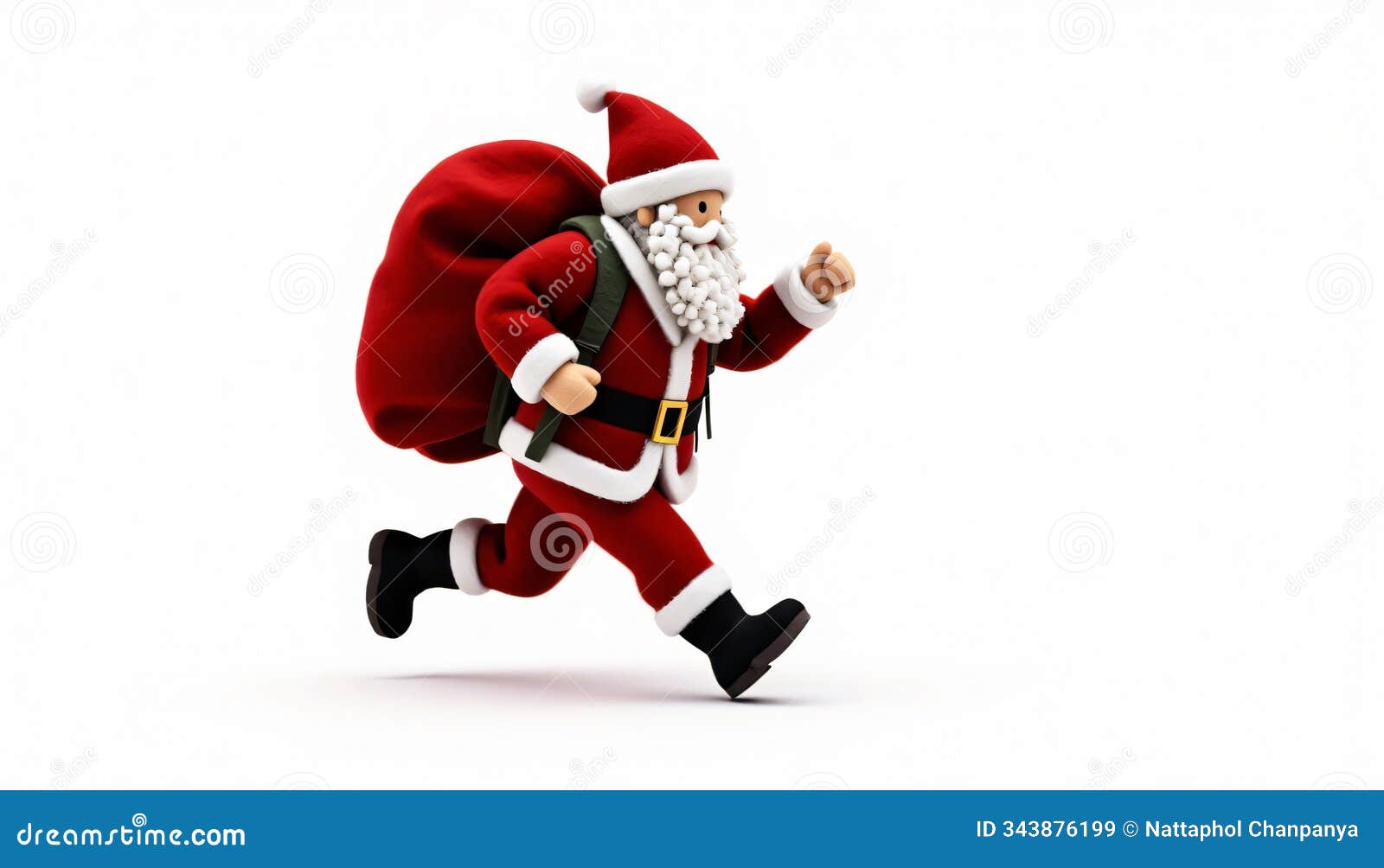Santa Claus in a Red Dress and Black Boots in a Running Pose.Generative ...