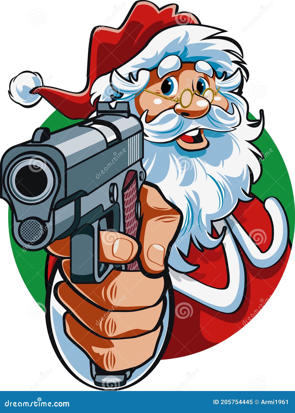 Santa Claus Aiming with a Automatic Pistol Stock Vector - Illustration ...