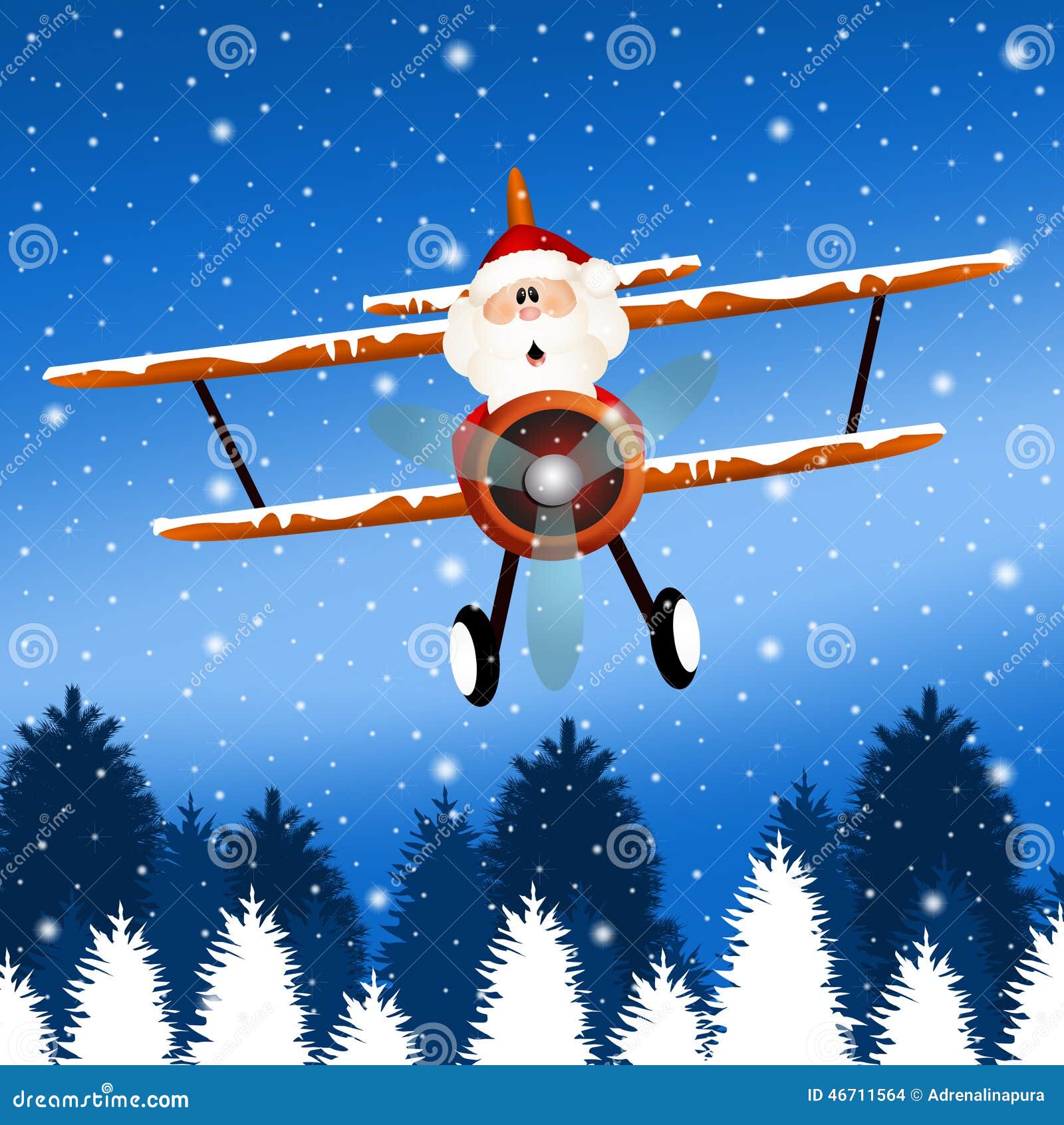 Santa Claus on airplane stock illustration. Illustration of snowman ...